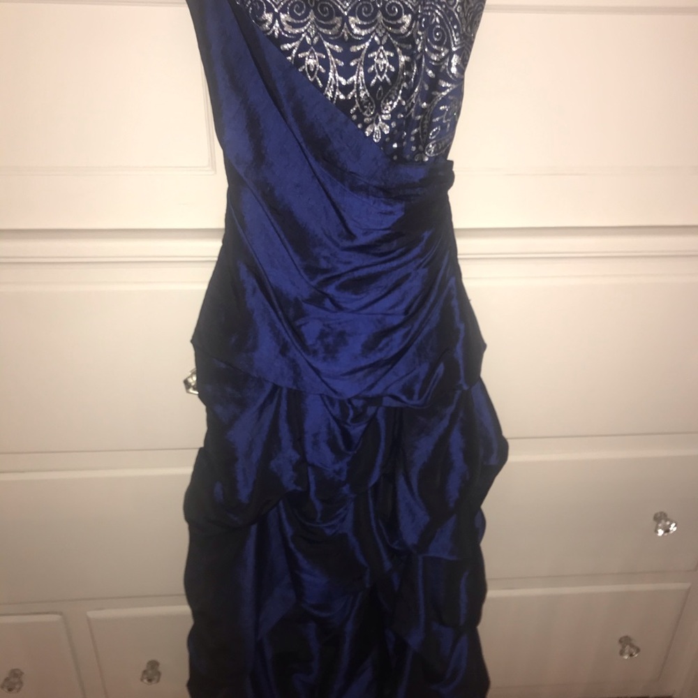 Beautiful Navy Blue And Silver Prom Dress - Gem